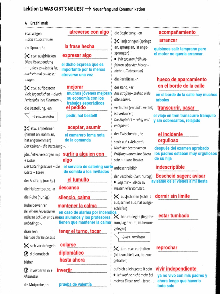 Mit Uns B2. Lektion 1. Lernwortschatz. | PDF