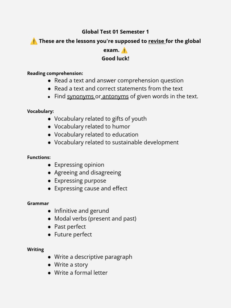 Global Test Lessons (2) | PDF