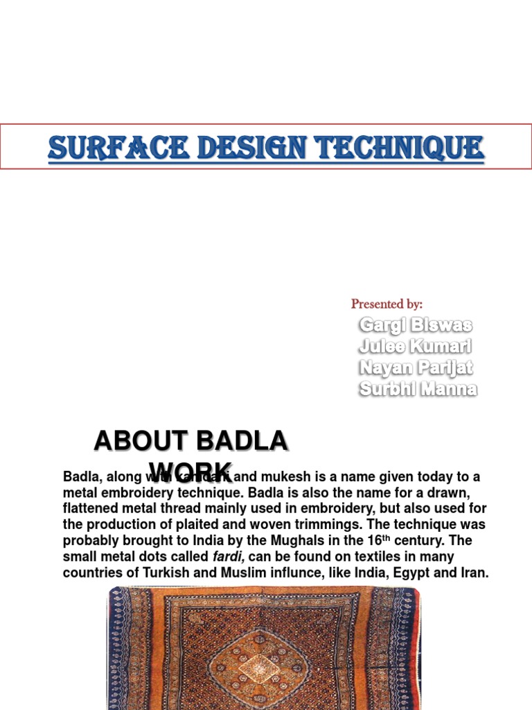 Mukesh Work | PDF | Textiles | Embroidery