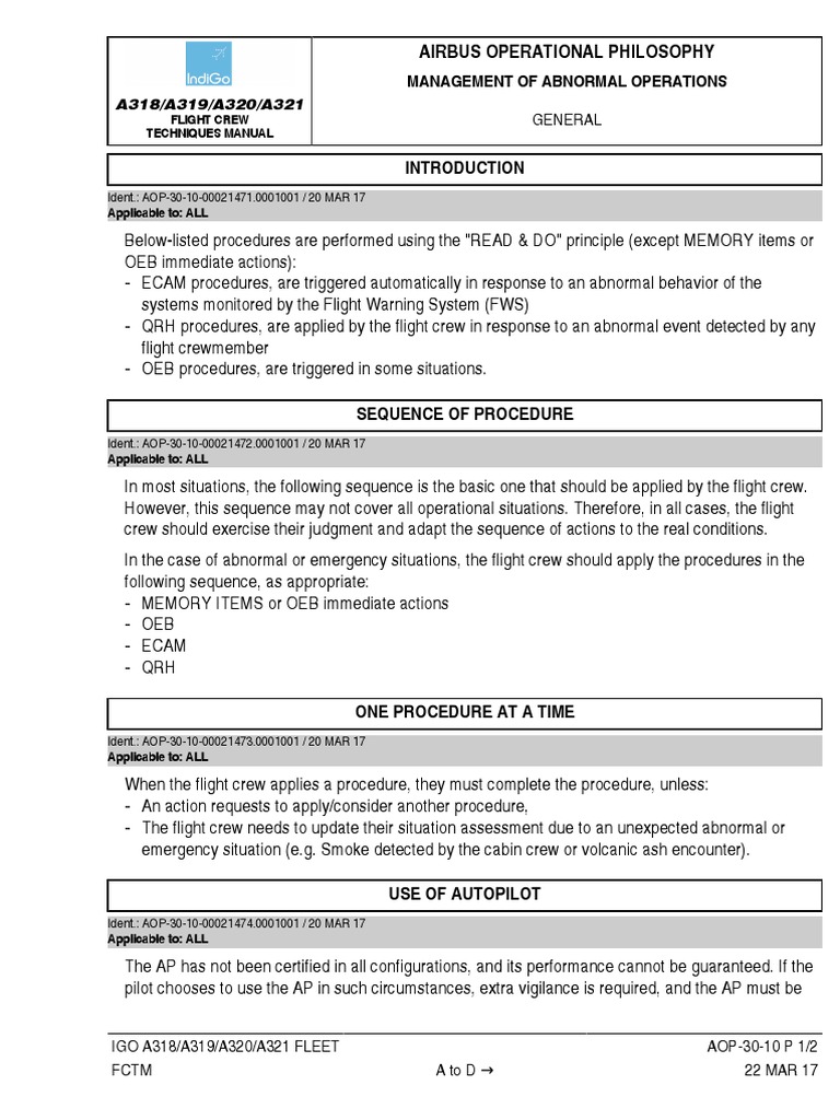 11.0 Airbus FCTM Management of Abnormal Operations | PDF | Aeronautics | Jet Aircraft