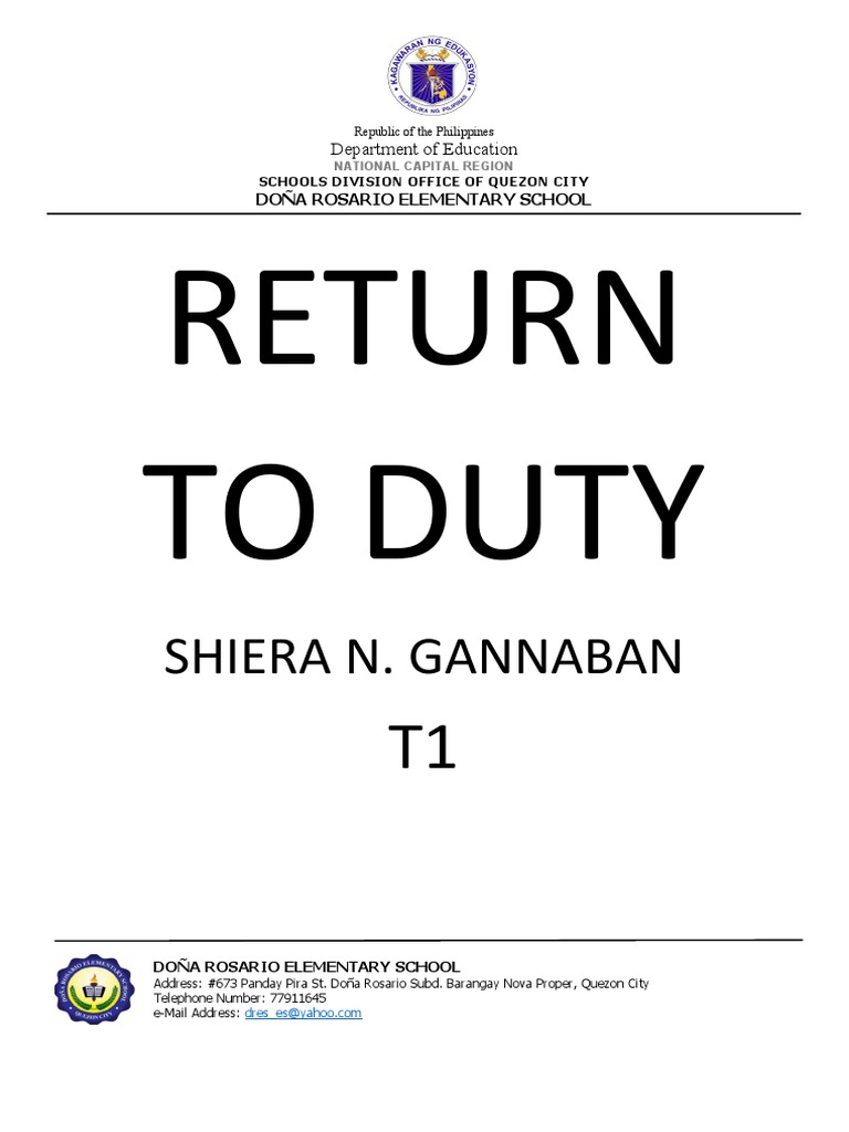 Cover-Page - RETURN TO DUTY | PDF