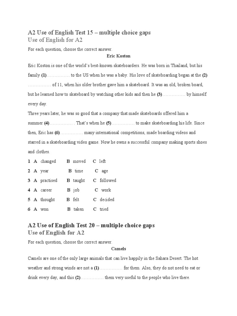 A2 Use of English Test 15 | PDF | Tasmania