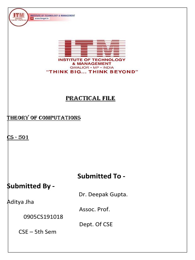 TOC Practical File 18 | PDF | Theory Of Computation | Software Engineering