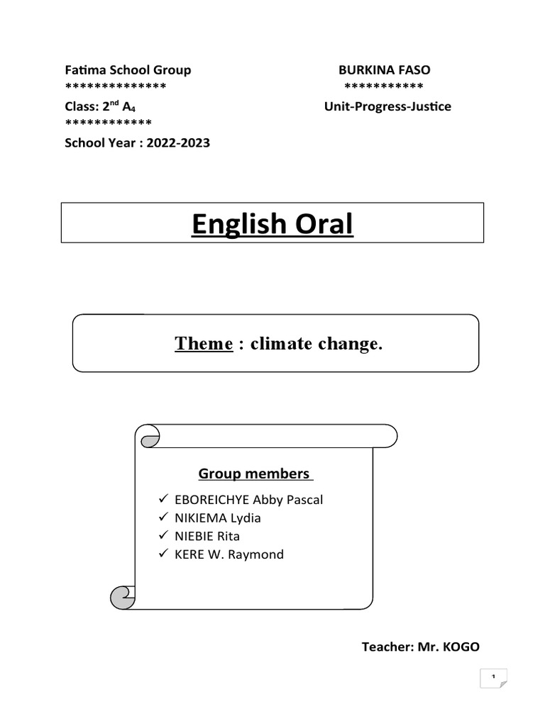 Exposé Complet Sur Le Changement Climatique en Anglais | PDF