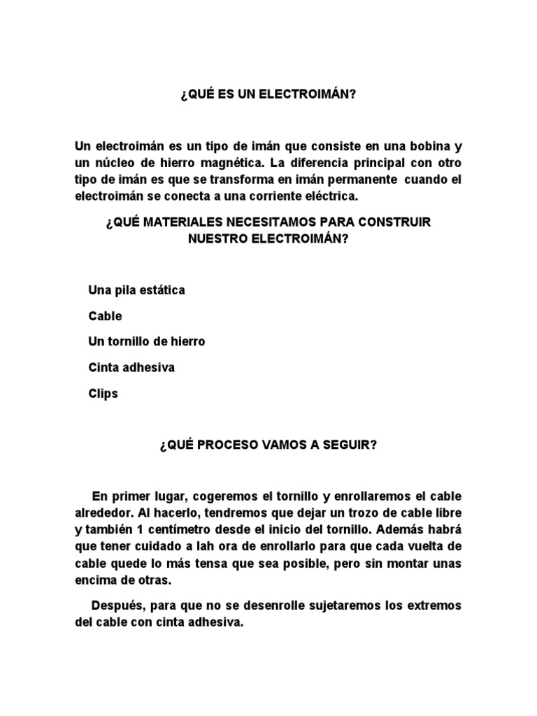Cómo construir un electroimán | PDF