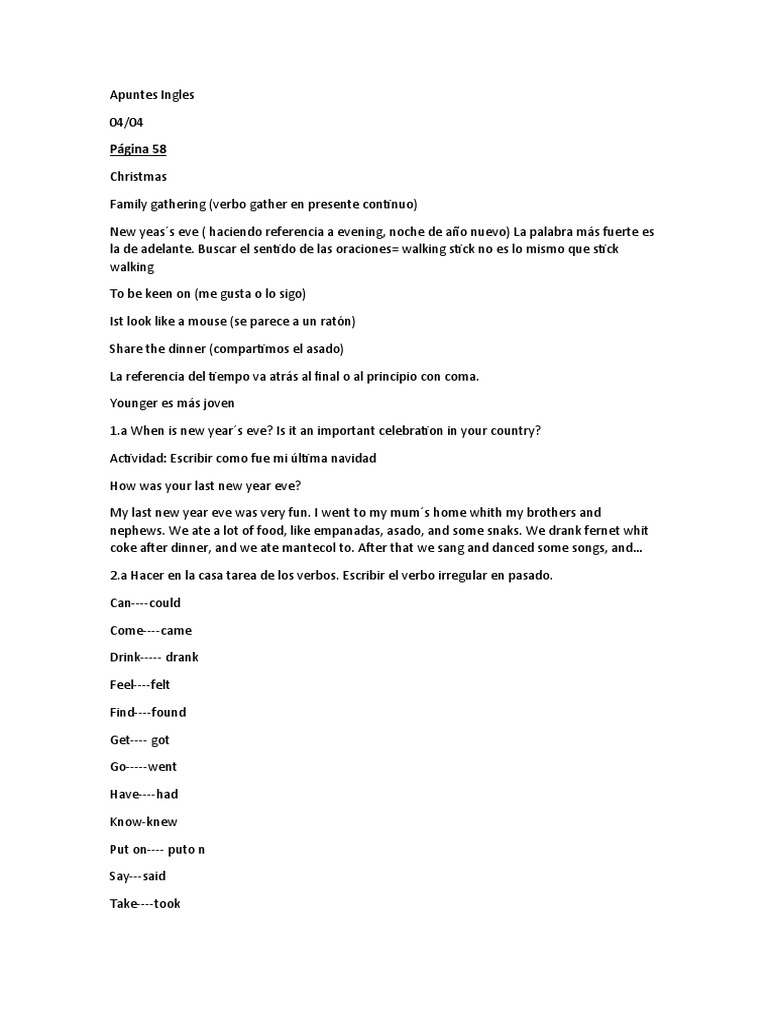 Apuntes Ingles Pasado y Comparativo | Download Free PDF | Food And ...