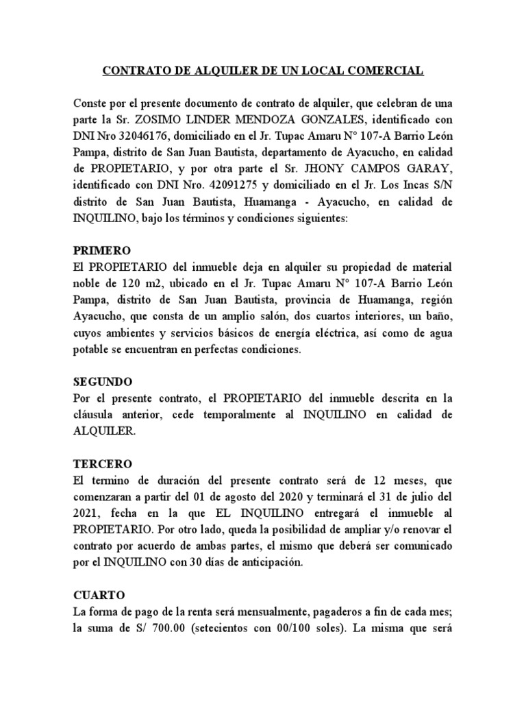 Contrato de Alquiler | PDF