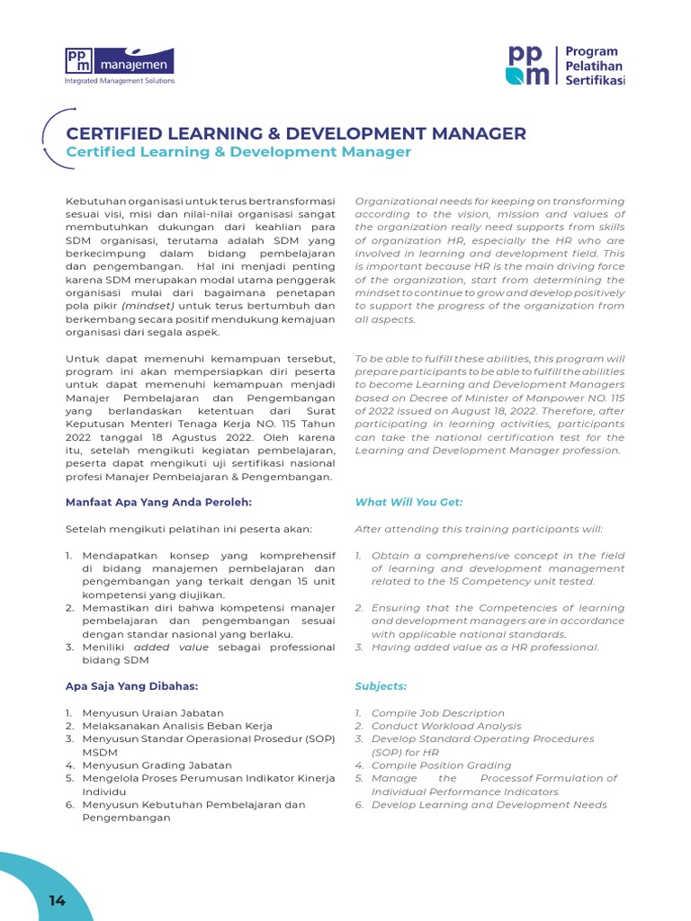 Certified Learning & Development Manager | PDF