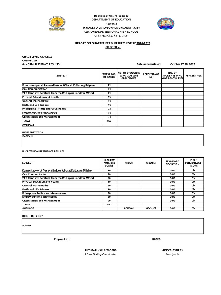 SHS MPS Report MOCK Test | PDF | Science