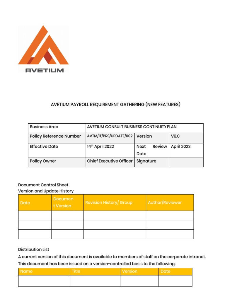 Avetium Payroll Requirement Gathering | PDF | Payroll | Employment