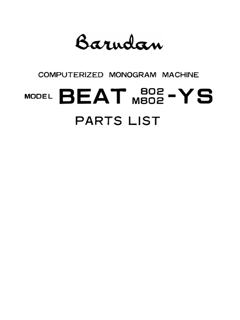 Barudan BEAT 802 Parts List | PDF | Machines | Mechanical Engineering