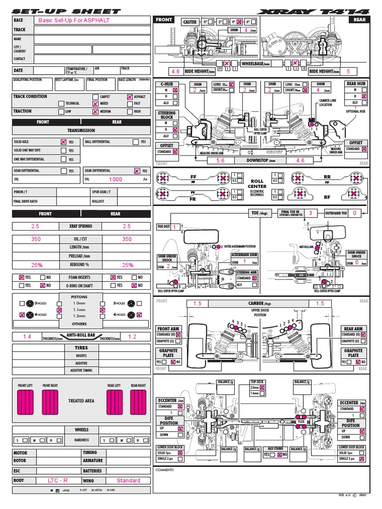 RC Car Setup Sheet for Asphalt Racing | PDF | Car | Land Vehicles