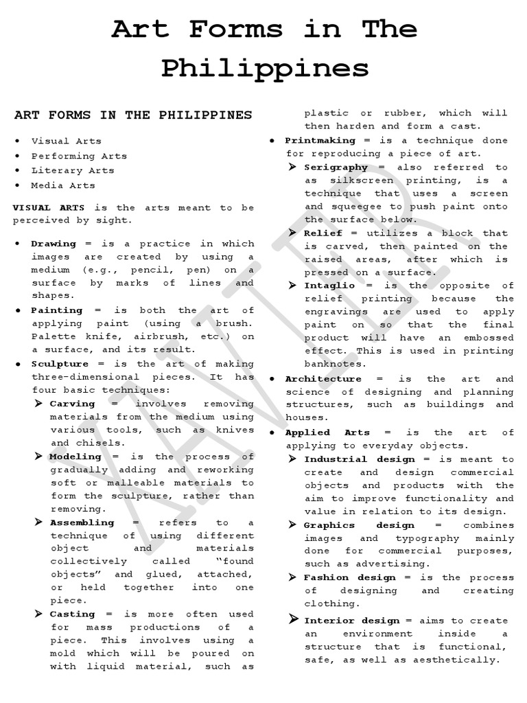 Art Forms in the Philippines Explained | PDF