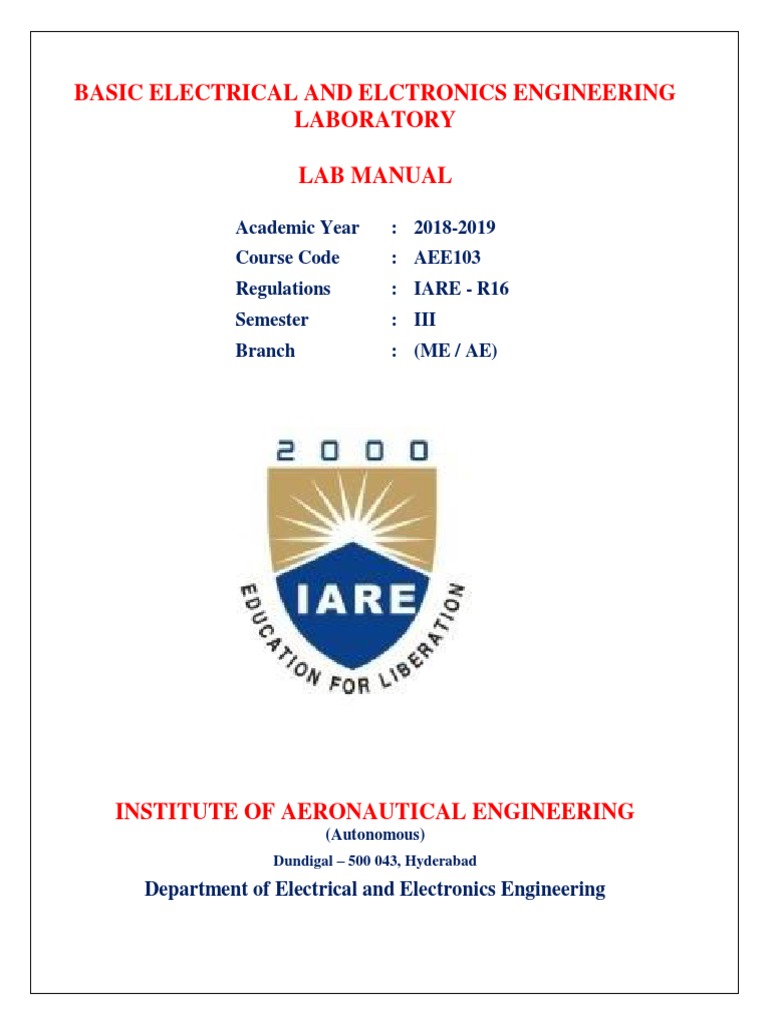Iare - Beee Lab Manual 2018-19 | PDF | Technology & Engineering