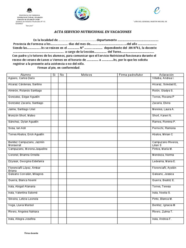 Acta Comedor Planilla | PDF