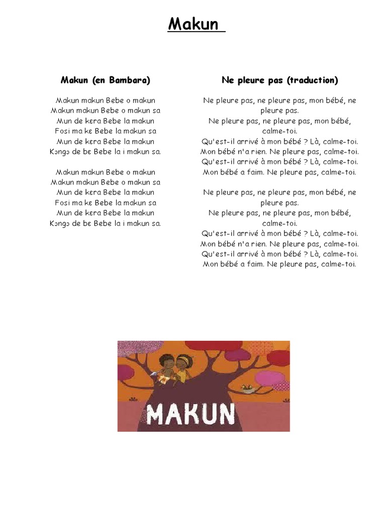 Berceuse Bambara : Makun Makun | PDF | Arts du langage et discipline ...