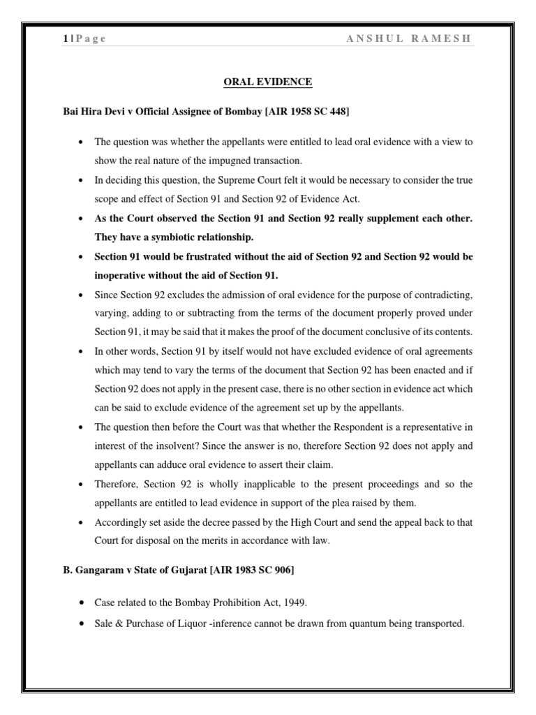 Oral & Documentary Evidence- Anshul | PDF | Evidence (Law) | Justice