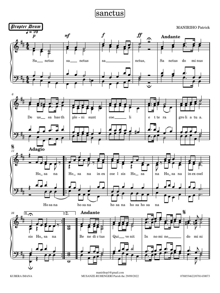 Sanctus: Chant Liturgique | PDF
