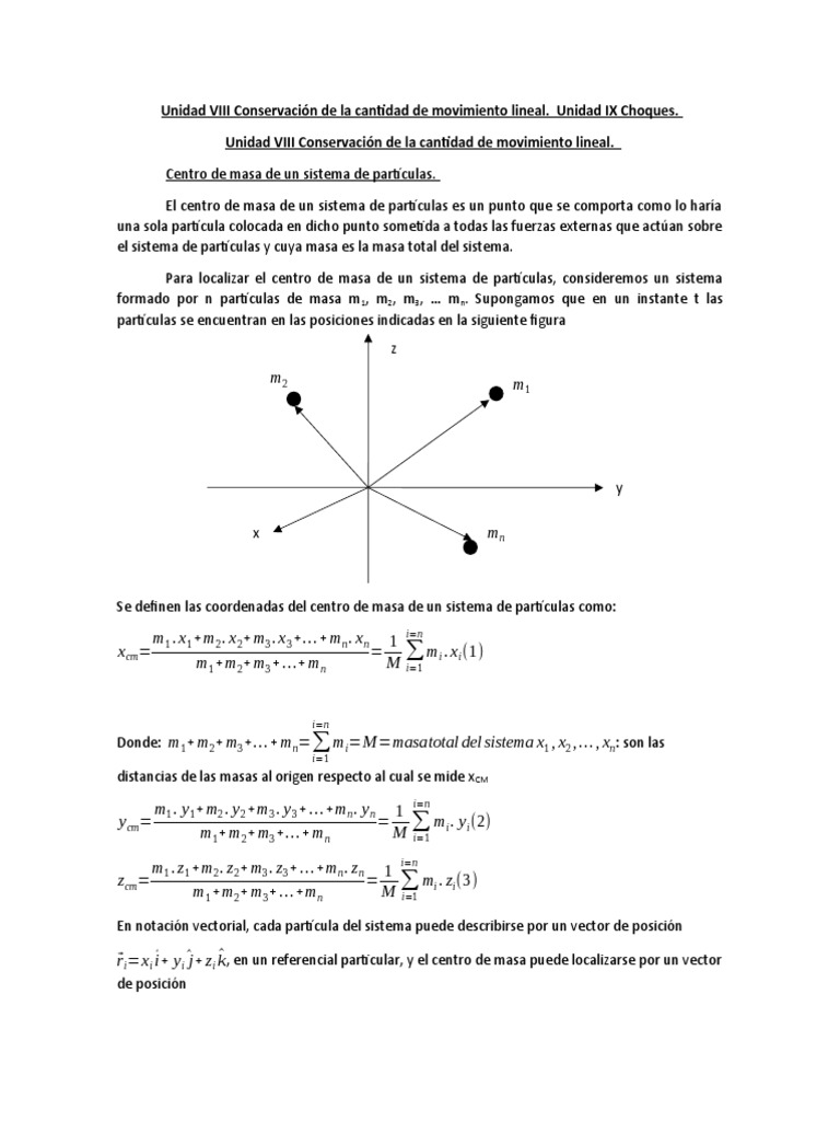Unidad VIII Conservación de La Cantidad de Movimiento Lineal. Unidad IX Choques. Unidad VIII ...