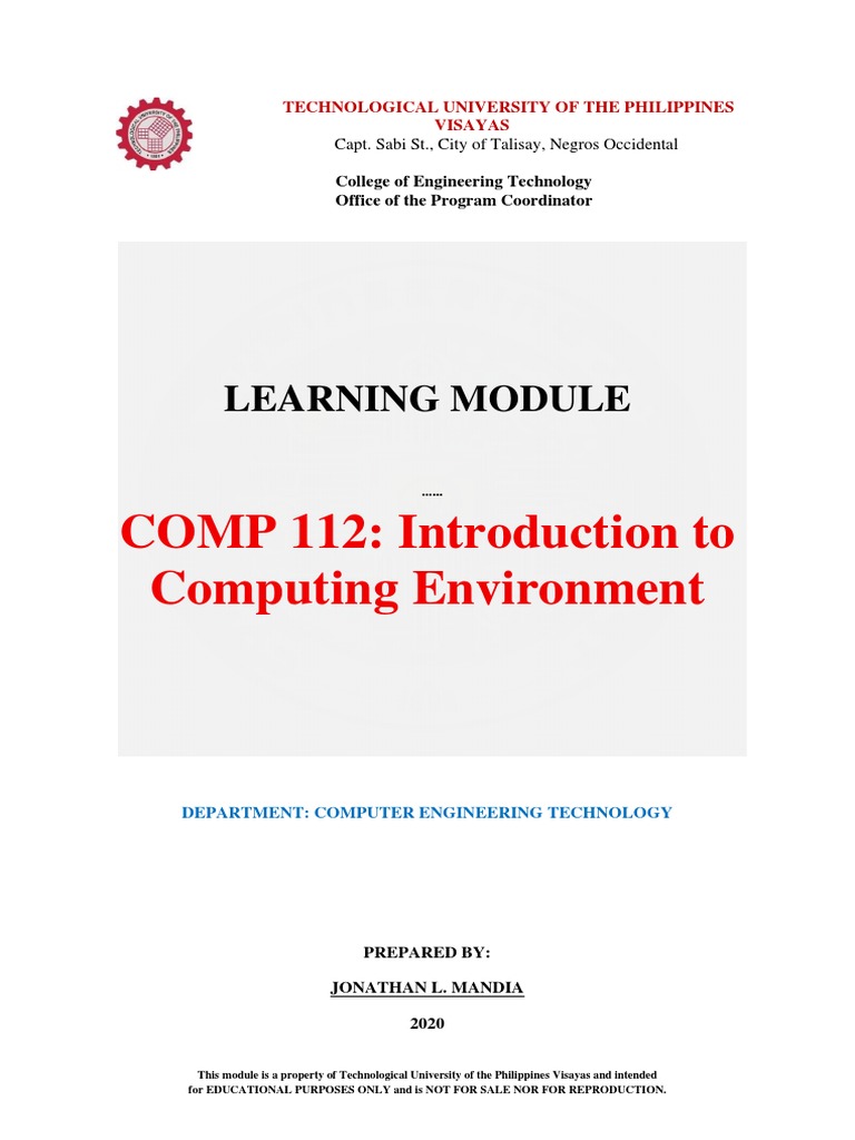 COMP 112 - Week 1 | PDF | Laptop | Electronics