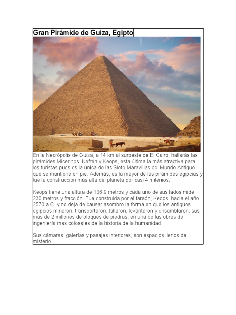 Gran Pirámide de Guiza, Egipto | PDF