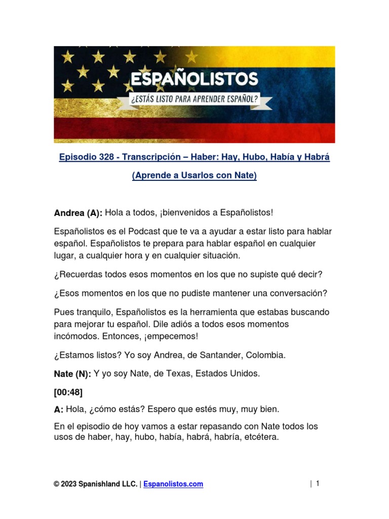 Episodio 328 Haber Hay Hubo Habia y Habra Aprende A Usarlos Con Nate ...