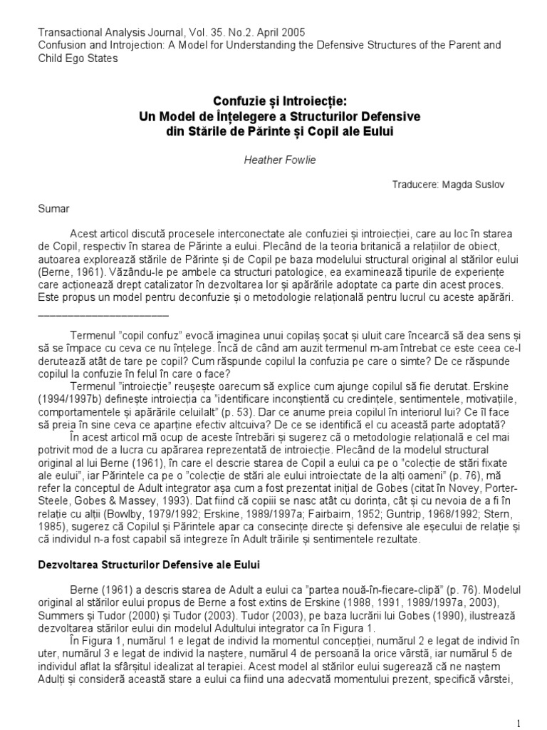 2 - 2 Confuzie Si Introiectie, Un Model de Intelegere A Structurilor ...
