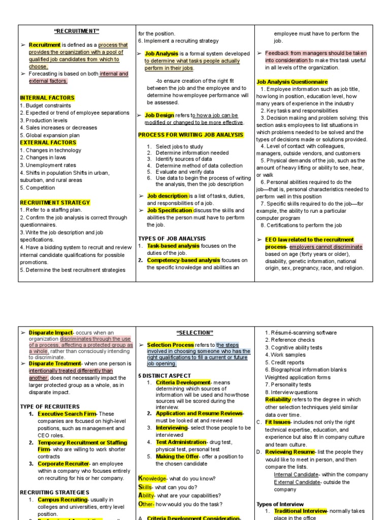 Recruitment Selection REVIEWER | PDF