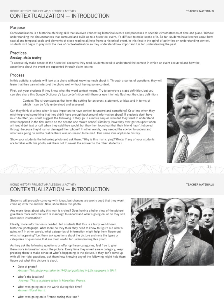 WHP-AP 1-1-1 Activity - Contextualization - Introduction Teacher | PDF