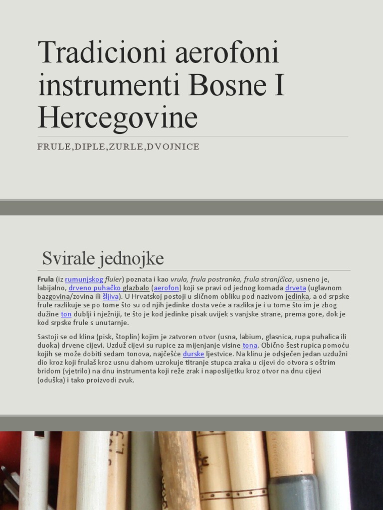 Tradicioni Aerofoni Instrumenti Bosne I Hercegovine: Frule, Diple ...