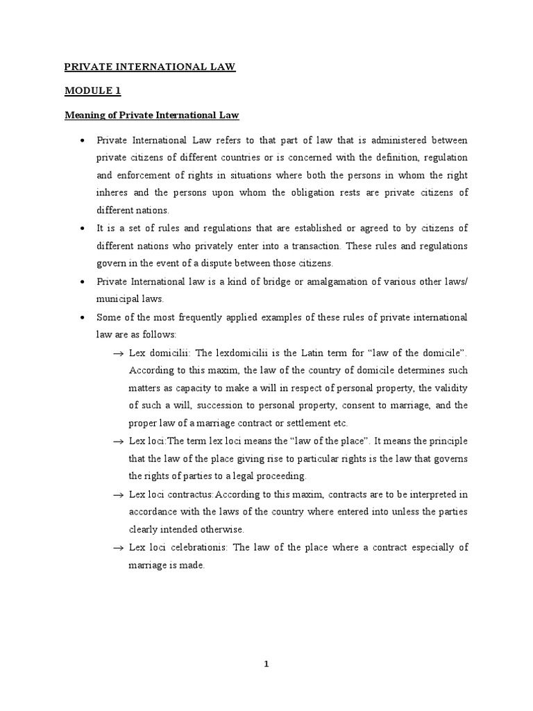 Private International Law - Complete | PDF | Sovereign Immunity ...