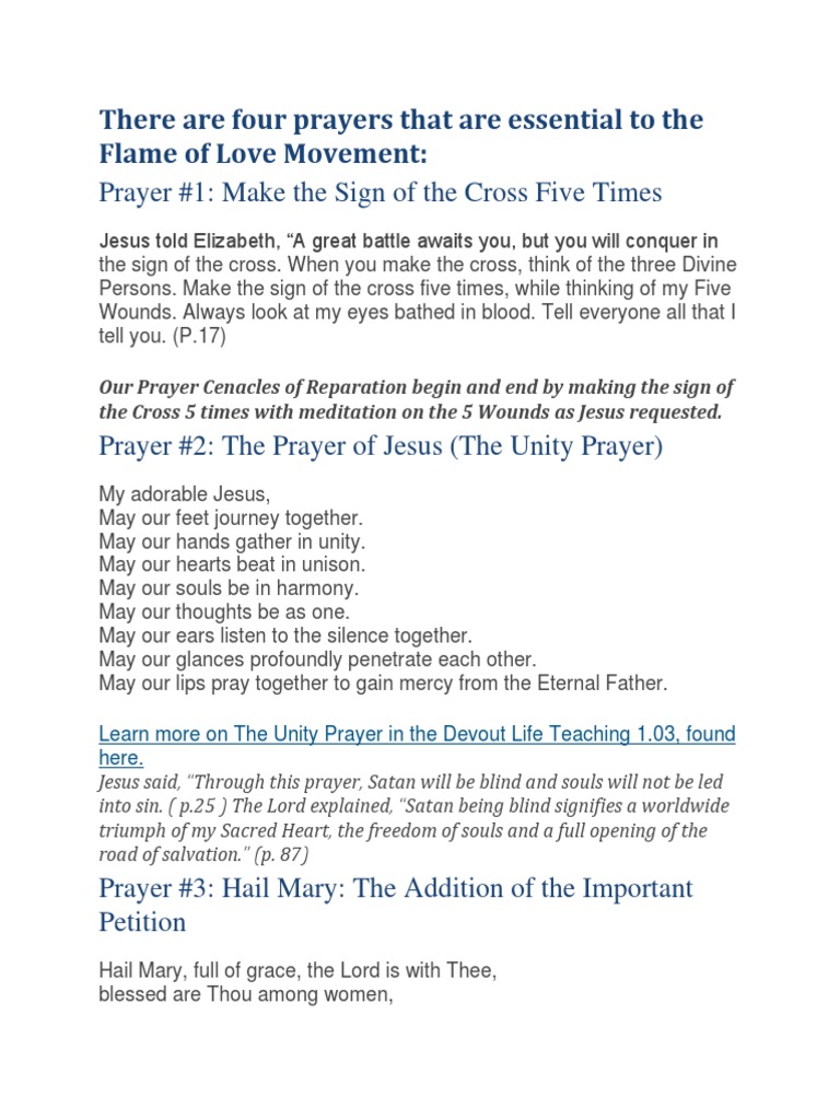 Flame of Love Basic Prayers | PDF | Prayer | Mary, Mother Of Jesus