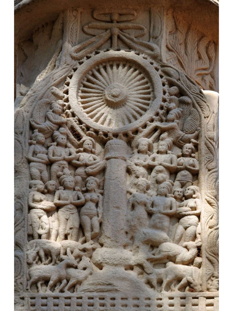 Ashoka With His Two Queens Visiting The Deer Park Sanchi Stupa 1 ...