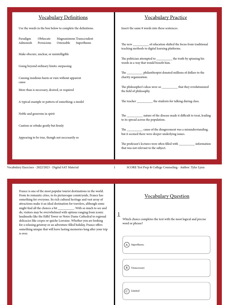 Vocab Exercises (Set 3) | PDF