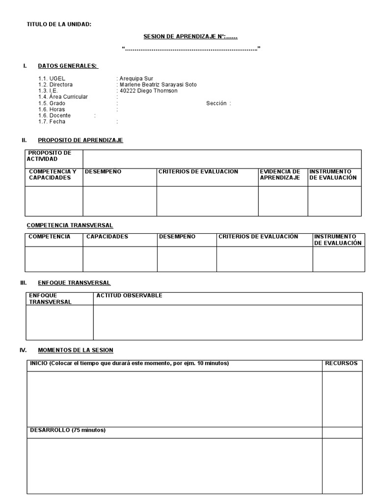 Esquema de Sesion | PDF