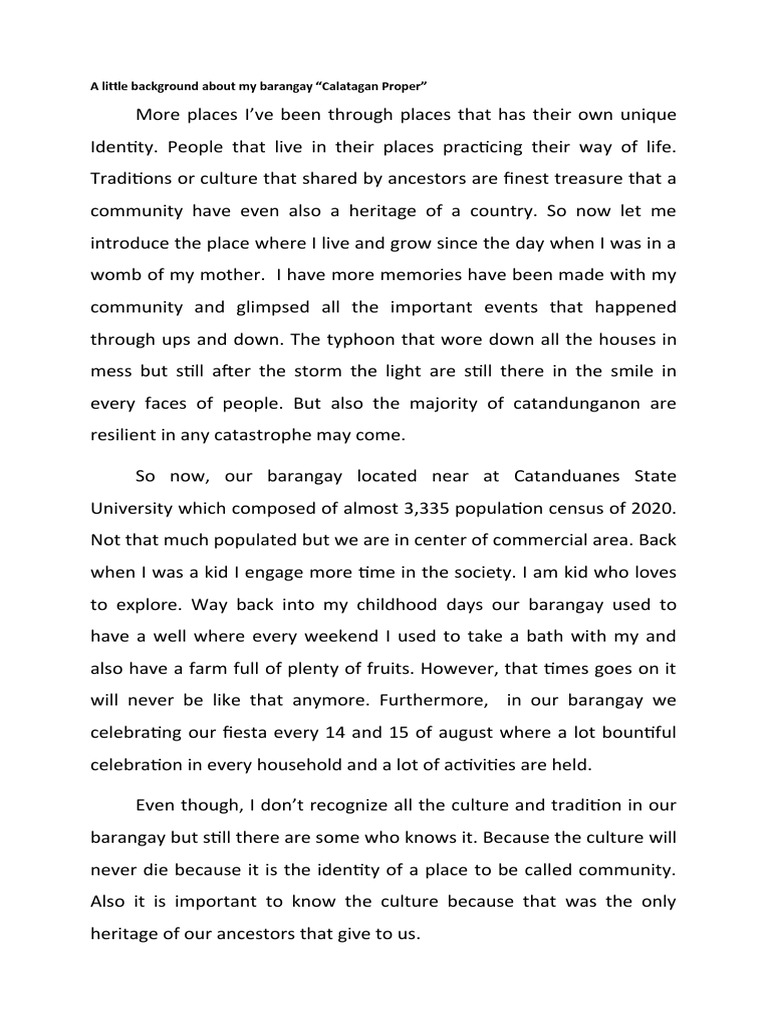 A Little Background About My Barangay | PDF