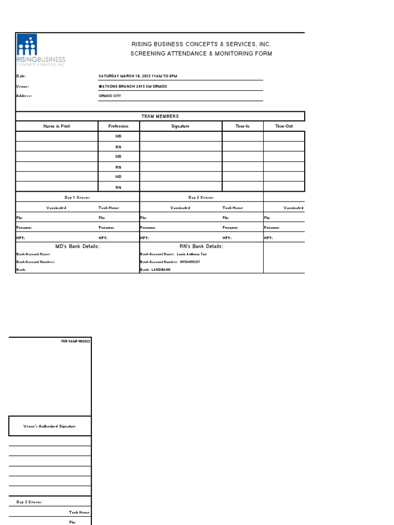 Screening Attendance Form 2023 | PDF