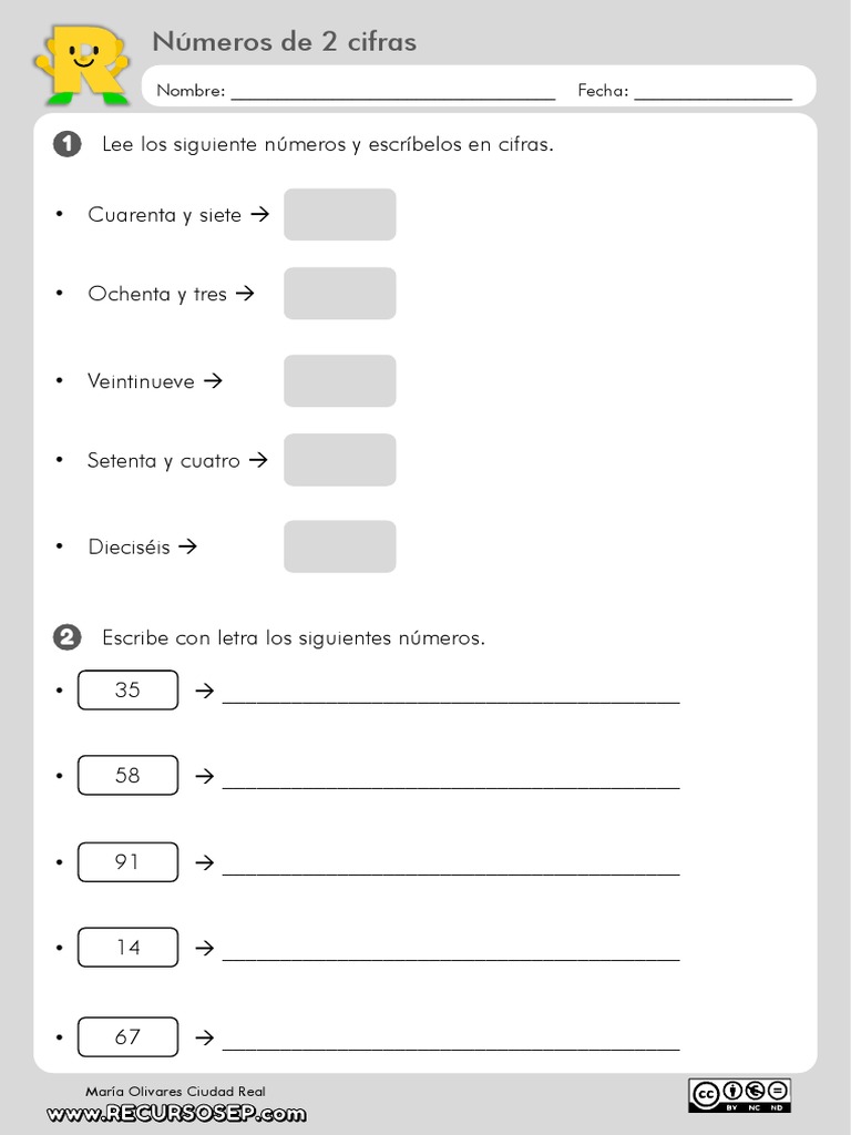 Actividades de Números de Dos Cifras | PDF
