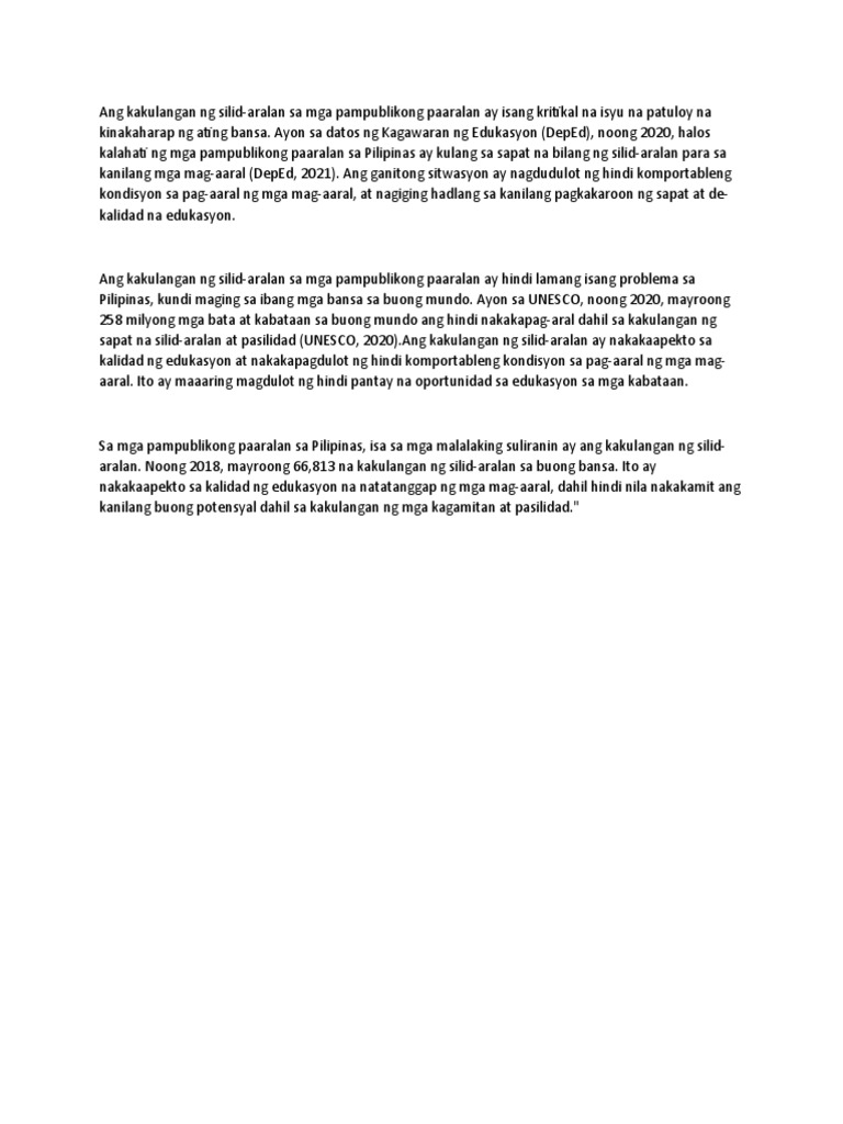 Ang Kakulangan NG Silid Aralan | PDF