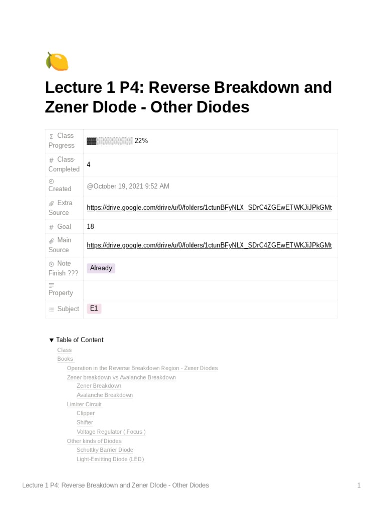 Lecture 1 P4 Reverse Breakdown and Zener DIode - Other Diodes ...