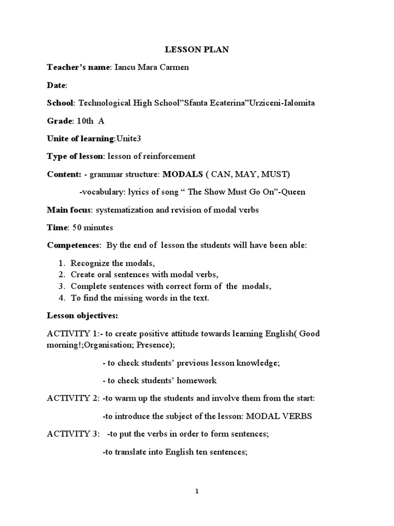 Lesson Plan 10a | PDF