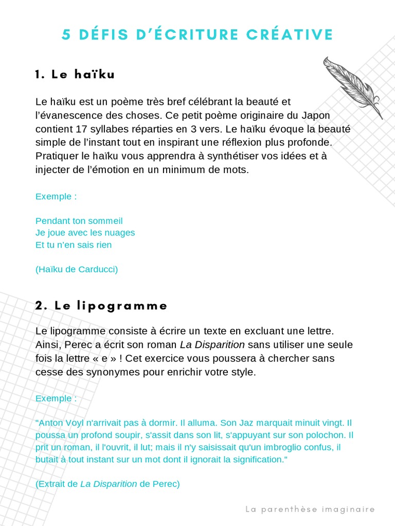Fiche Ecriture Creative | PDF