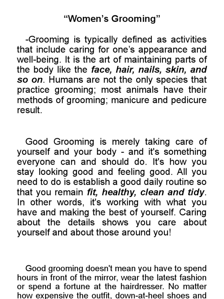 "Women's Grooming": So On. Humans Are Not The Only Species That | PDF ...