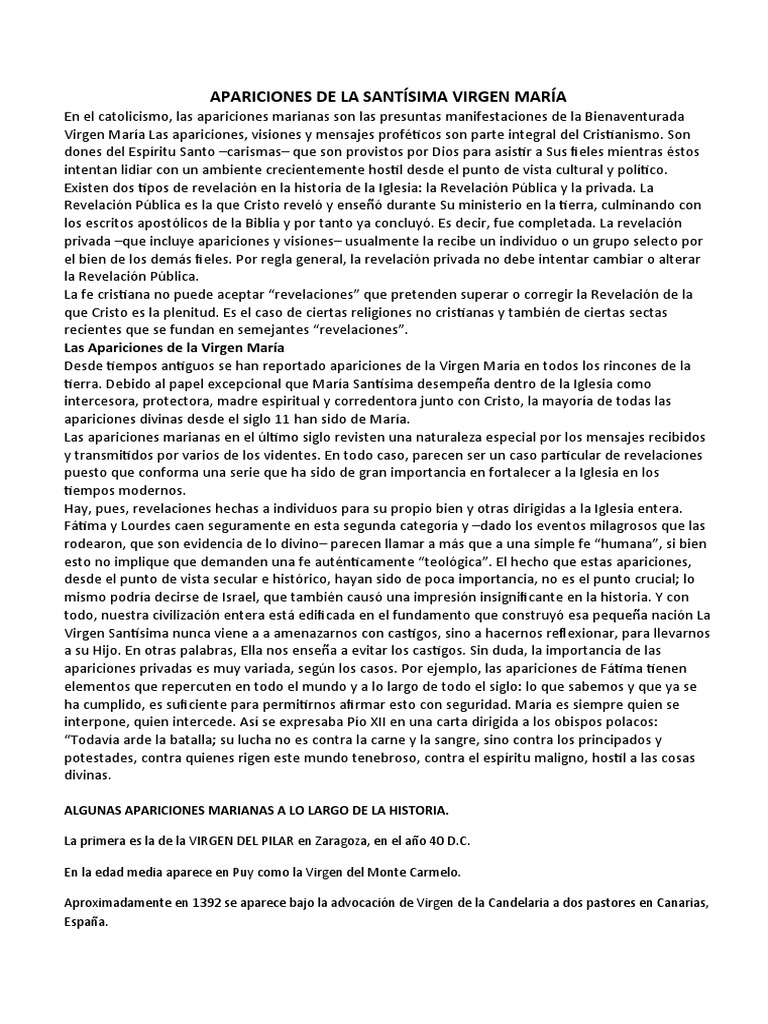 Apariciones de la Virgen María en la Historia | PDF | María, madre de ...