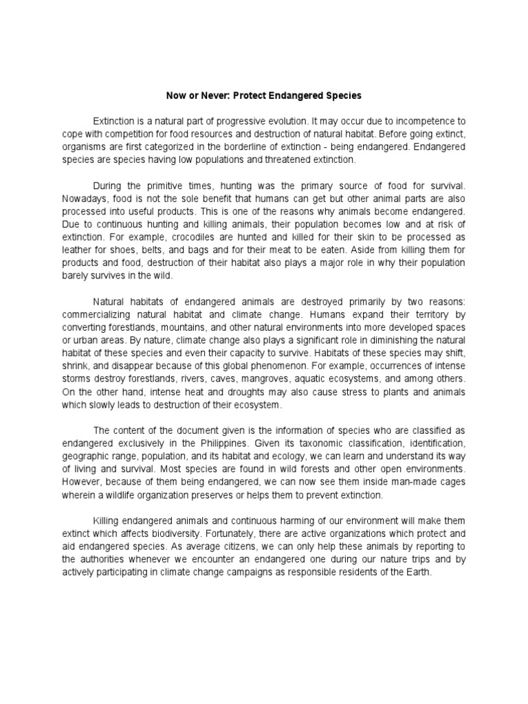 ESSAY | PDF | Extinction | Habitat