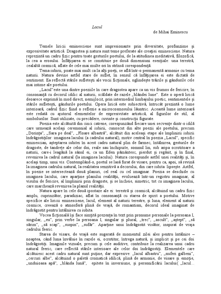 Lacul, Semnificații | PDF