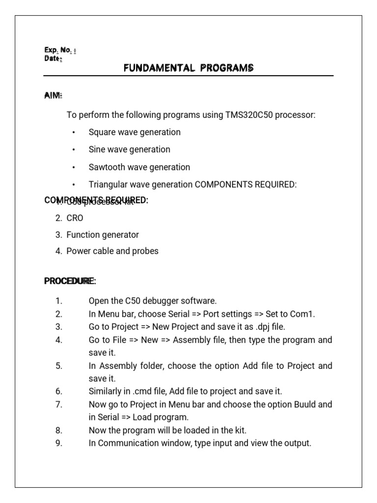 Fundamental Programs: Exp. No.: Date | PDF | Computing | Computer Engineering