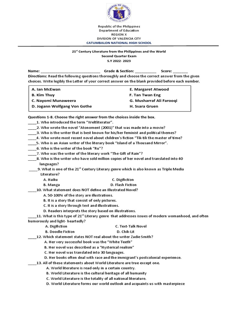 PR1 2nd Quarter Exam | PDF