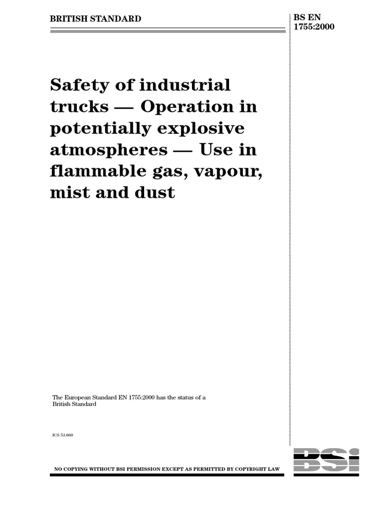 BS EN 1755 2000 Safety of Industrial Trucks - Operation in Potentially ...