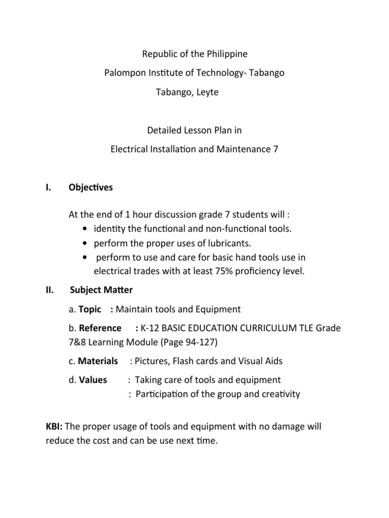 My Lesson Plan 2022 | PDF | Drill | Solvent